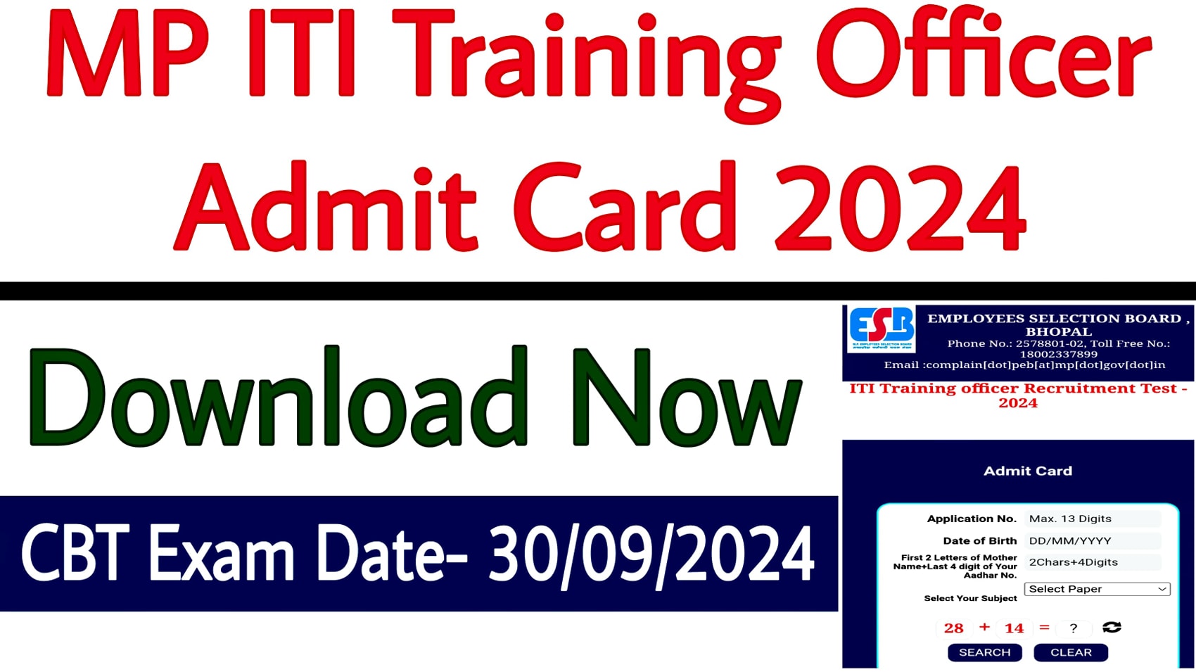 MP ITI Training Officer Admit Card 2024 - ITI Education